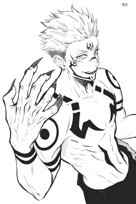 Sukuna Drawing Full Body Sketch