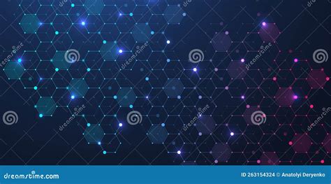 Technology Abstract Lines And Dots Connect Background With Hexagons Hexagons Connection Digital