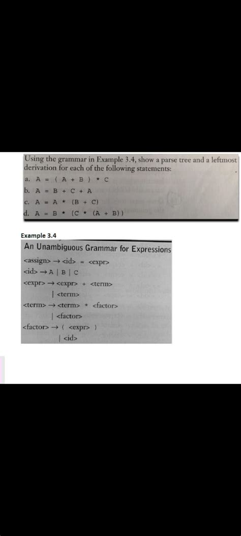 solved using the grammar in example 3 4 ﻿show a parse tree