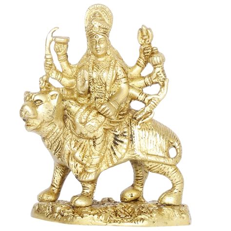 Brass World Brass Durga Maa Sherawali Mata Devi Goddess Sitting On Lion