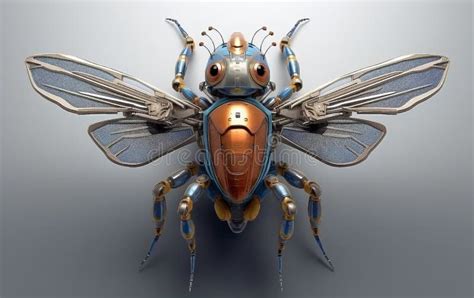 Robot Bug With Wings Spread Out Fantasy Minimal Clean 3d Render