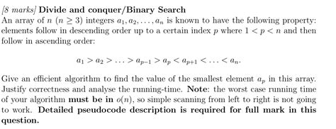 Solved Marks Divide And Conquer Binary SearchAn Array Chegg