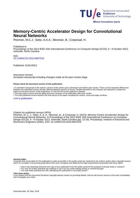 Pdf Memory Centric Accelerator Design For Convolutional Neural · Memory Centric