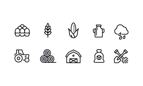 Agriculture Outline Icon Set Vector Design 10619000 Vector Art At Vecteezy