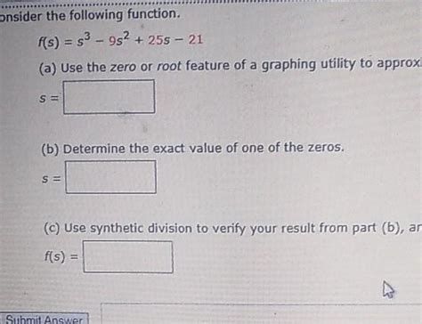 Solved A Use The Zero Or Root Feature Of Graphing Utility