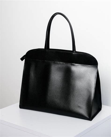 Extra Large Black Leather Tote Bag Rigid Shopper Everyday Carry Etsy