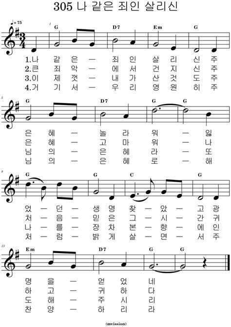 찬송가 305장 나 같은 죄인 살리신 F G Ab A코드 악보 네이버 블로그