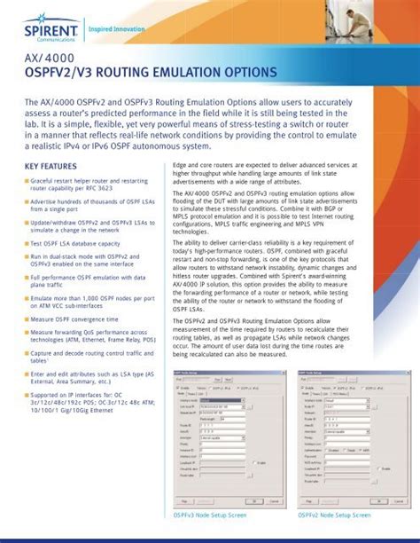 Ospfv V Routing Emulation Options Spirent Communications
