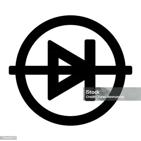 다이오드 서클 아이콘 솔리드 아이콘 전자 개념 흰색 배경에 Pcb 양극 음극 벡터 기호 글리프 스타일 아이콘 모바일 개념 웹 디자인 벡터 그래픽 Cpu에 대한 스톡 벡터