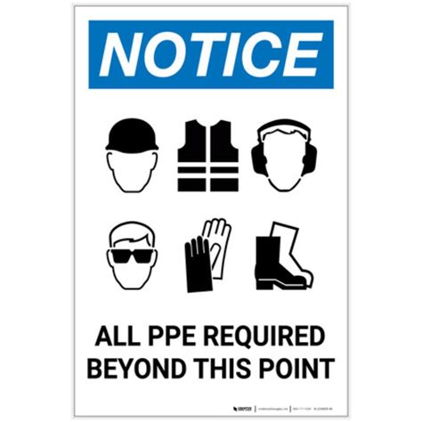 Notice All Ppe Required Six Ppe Icons Portrait Label