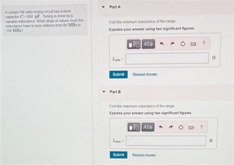 Solved Part A A Certain FM Radio Tuning Circuit Has A Fixed Chegg Com