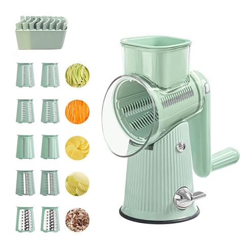 5 In 1 Rotary Cheese Grater With Hand Crank And Strong Suction Base