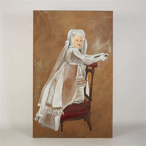 Thierry Bisch 1953 Charlotte En Communiante Huile Sur Toile 1994