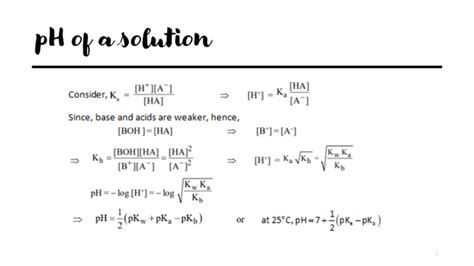 Ph Of A Salt Of A Weak Acid And Weak Base Derivation Ppt