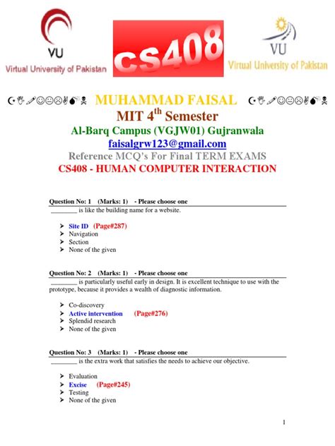 Cs408 Finalterm Mcqs02 Pdf Usability Color