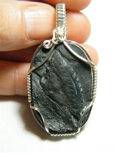 Plant Fossil Fern Frond With A Branch Fossil Pendant Etsy Fern