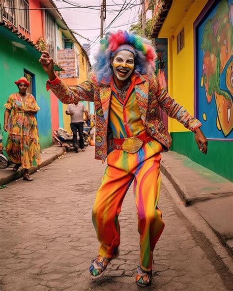 Premium Ai Image A Clown With A Colorful Hair And A Colorful Wig Is