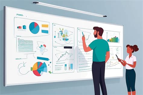 Digital Brainstorming Hub Flat Vector Illustration Of Interactive Whiteboard Collaboration