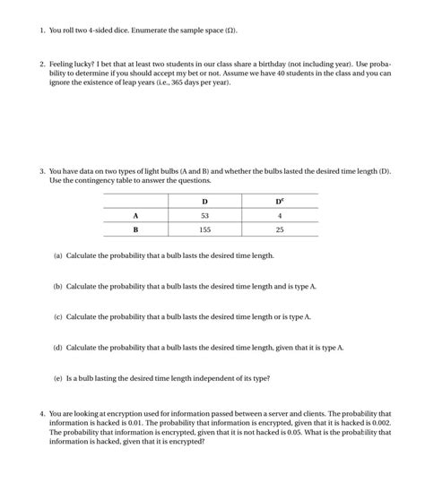 Solved You Roll Two 4 Sided Dice Enumerate The Sample Space