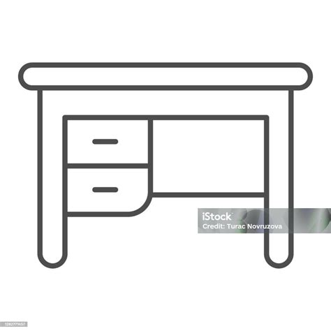 책상 얇은 라인 아이콘 가구 개념 흰색 배경에 사무용 가구 표지판 모바일 개념및 웹 디자인을위한 윤곽 스타일의 빈티지 사무실