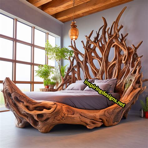 Minimalist Tree Branch Bed Frame Design