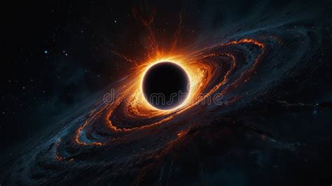 Supermassive Black Hole With Gravitational Distortions In Deep Space