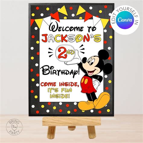 Editable Mickey Welcome Sign Editable Chalkboard Mickey Party Decor