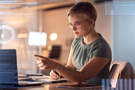 Notebook Writing Coding Or Interactive Abstract For Business Woman In