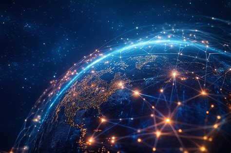 Futuristic Digital World Map With Global Network Connections And Cyber Technology Visualization