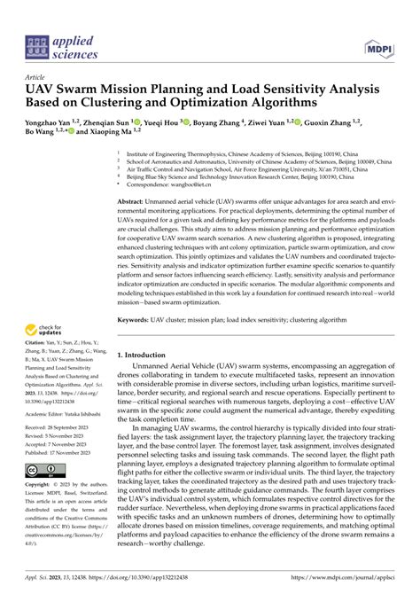 Pdf Uav Swarm Mission Planning And Load Sensitivity Analysis Based On Clustering And