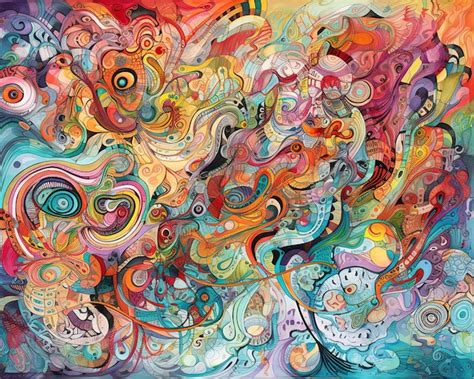 Premium Ai Image Colorful Swirls Psychedelic Doodle Art With Bright