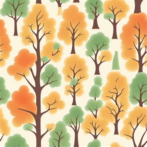 Premium AI Image Tree Seamless Pattern