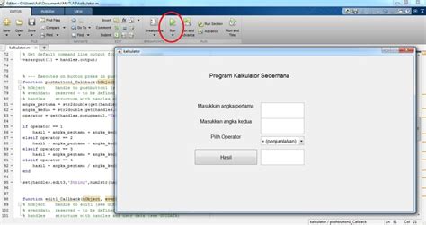 Cara Menjalankan Gui Matlab Kalkulator Sederhana Pemrograman Matlab