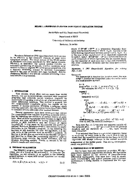 Pdf Relax2 1 A Waveform Relaxation Based СШСШТ Sluuiation Program