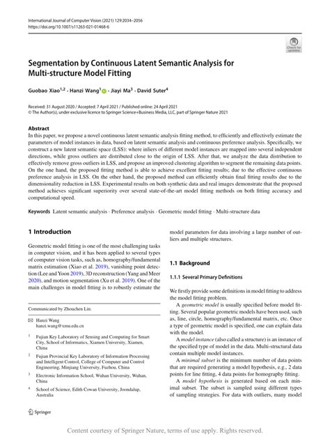 Segmentation By Continuous Latent Semantic Analysis For Multi Structure Model Fitting Request Pdf