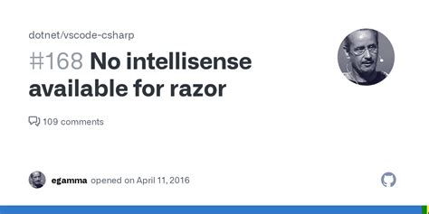 No Intellisense Available For Razor · Issue 168 · Dotnetvscode Csharp