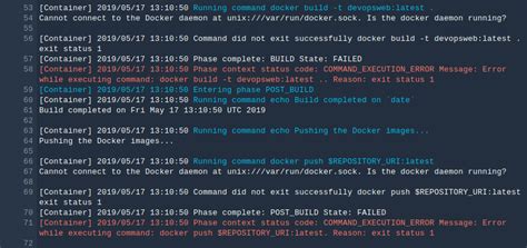 Amazon Web Services Aws Code Build Error Cannot Connect To Docker Daemon Server Fault