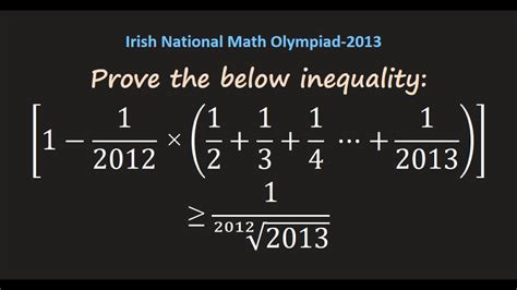 Am Gm Inequlity Question From Irish National Math Olympiad 2013 Youtube
