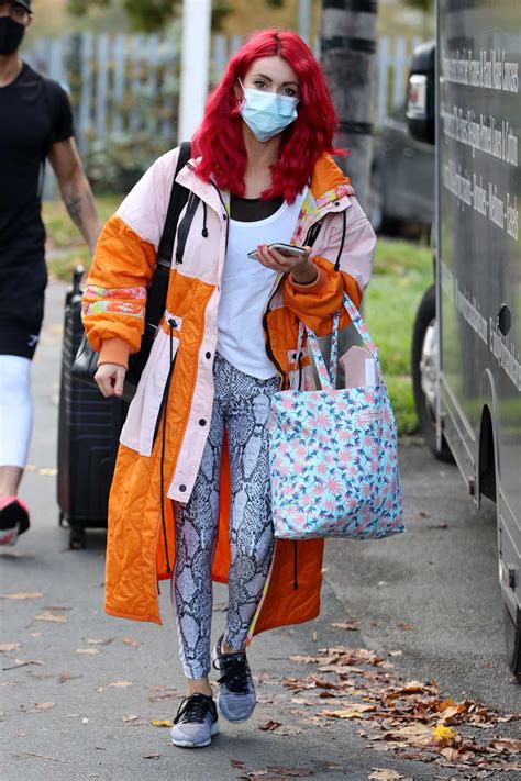 Dianne Buswell In A Grey Snakeskin Print Leggings Arrives At Strictly Come Dancing Rehearsals In