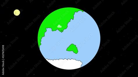 Colorful Animation Of Moon Orbitting Around The Earth In Flat Cartoon Style Stock Video Adobe