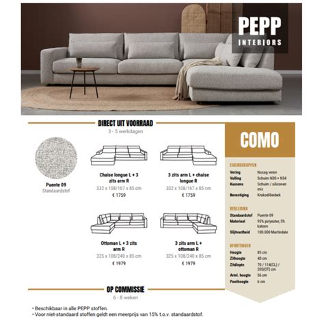 Bank Como 3 Zits Met Ottomane Rechts Puente 09 Gratis Bezorgd