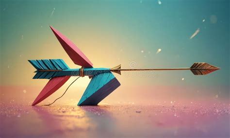 3d Model Colorful Arrow With Pointed Tip And Curved Body Set Against Gradient Background With