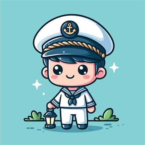 Chibi Cute Kawaii Captain Boy In A Sailor Hat Premium Ai Generated Vector