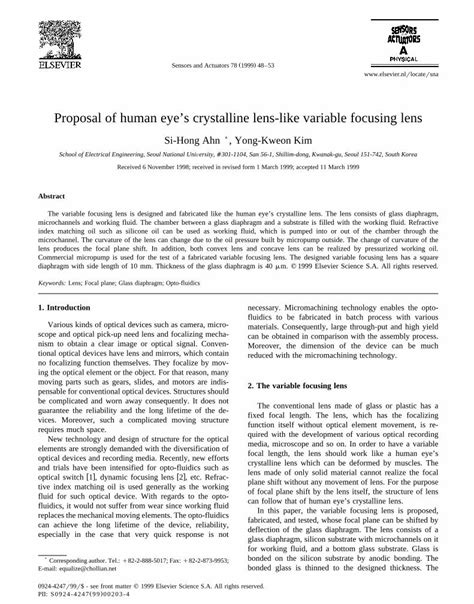 Pdf Proposal Of Human Eyes Crystalline Lens Like Variable Focusing