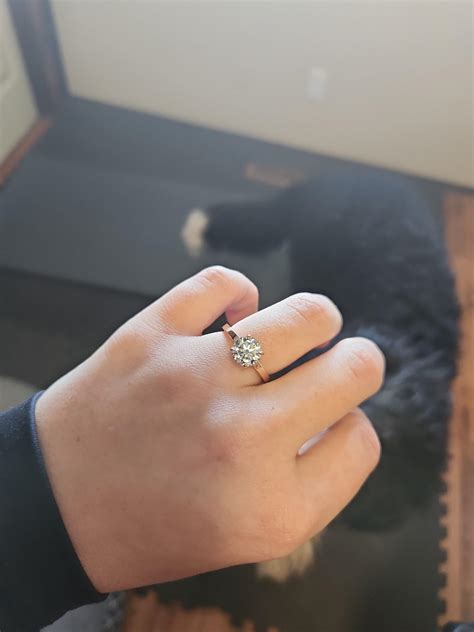 My Just Arrived 8mm Grey Moissonite Solitare With Hidden Halo Pics And