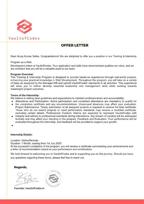 Webdevelopment Internshipexperience Vaultofcodes Learningbydoing Careergrowth Anuja Sathe