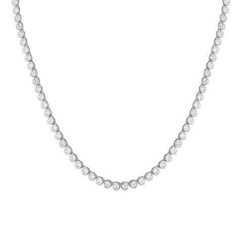 Lab Grown White Sapphire Bezel Tennis Necklace