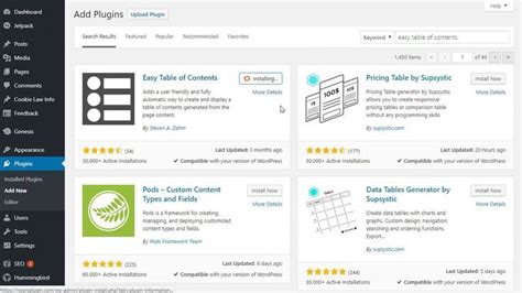 how to create a table of content in wordpress posts and pages table