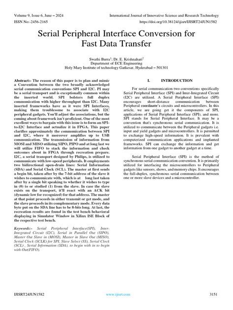 Serial Peripheral Interface Conversion For Fast Data Transfer Pdf