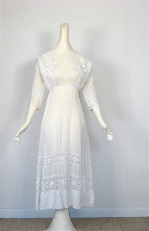 Vintage Edwardian Dress Wedding Dress White Tea Dress Etsy